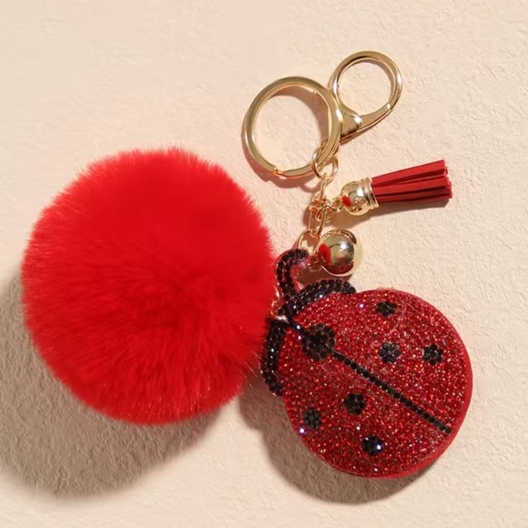 Bags | Nwt Red Rhinestone Ladybug Tassel Bag Charm Or Key Chain With ...